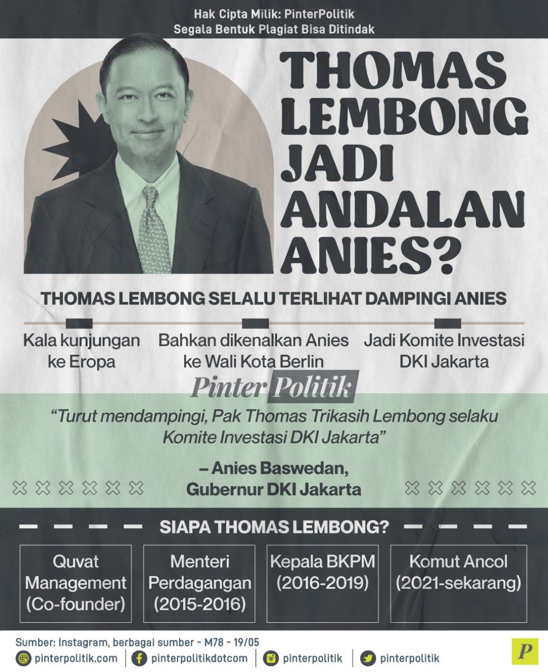 Thomas Lembong Jadi Andalan Anies?