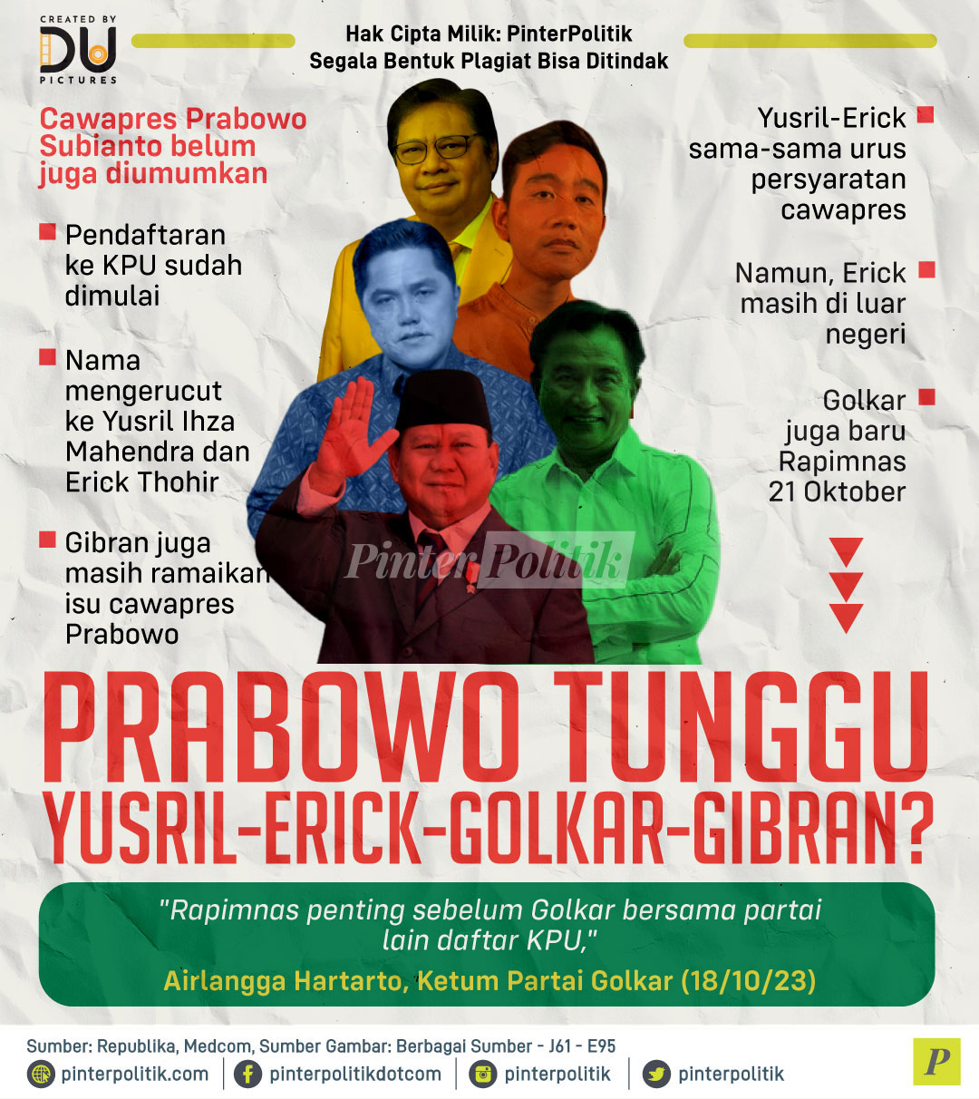 Prabowo Tunggu Yusril-Erick-Golkar-Gibran?