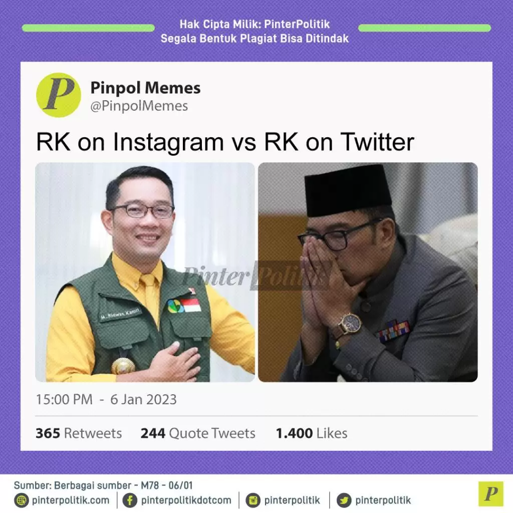 Ridwan Kamil on Instagram vs Twitter